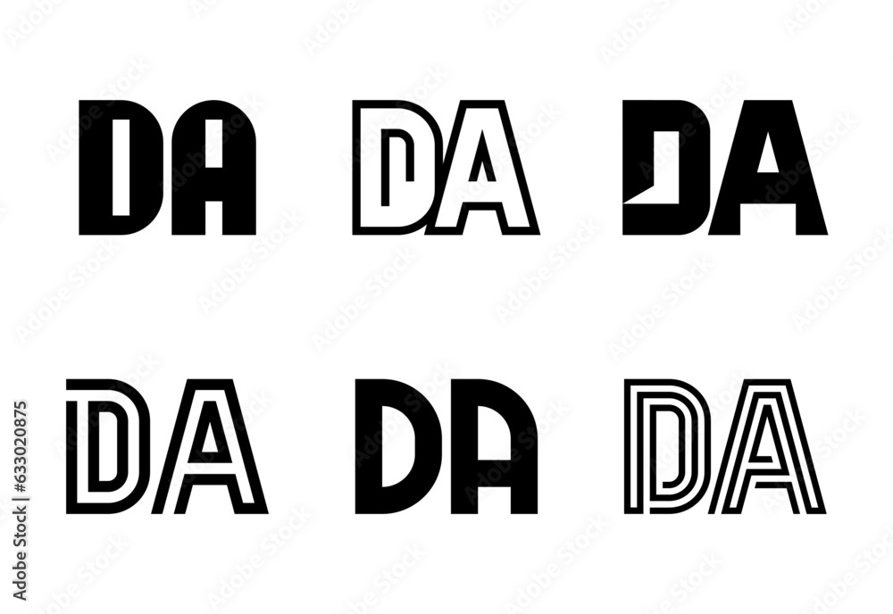 Set of letter DA logos. Abstract logos collection with letters ...