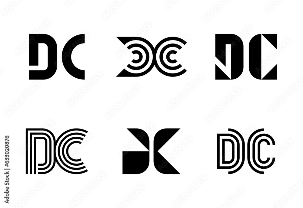 Set of letter DC logos. Abstract logos collection with letters ...