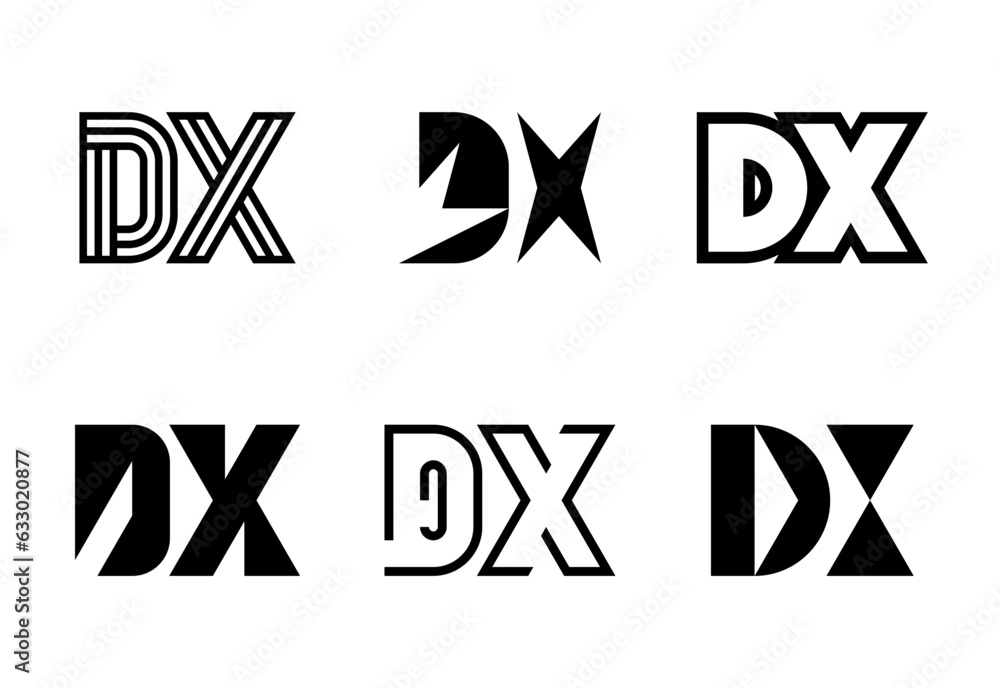 Set of letter DX logos. Abstract logos collection with letters ...