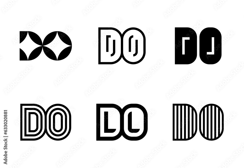 Set of letter DO logos. Abstract logos collection with letters ... Set of letter DO logos. Abstract logos collection with letters ...