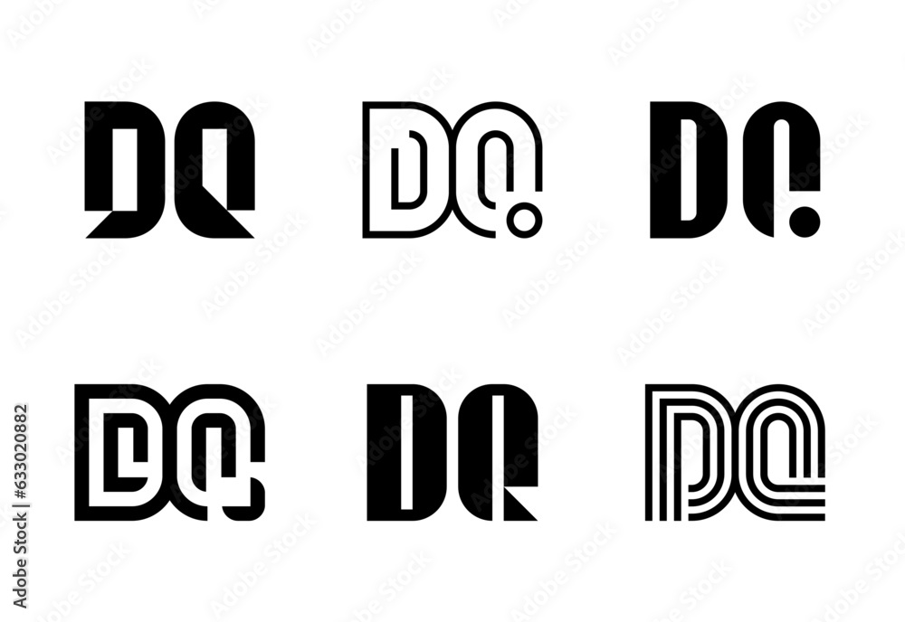 Set of letter DQ logos. Abstract logos collection with letters ...