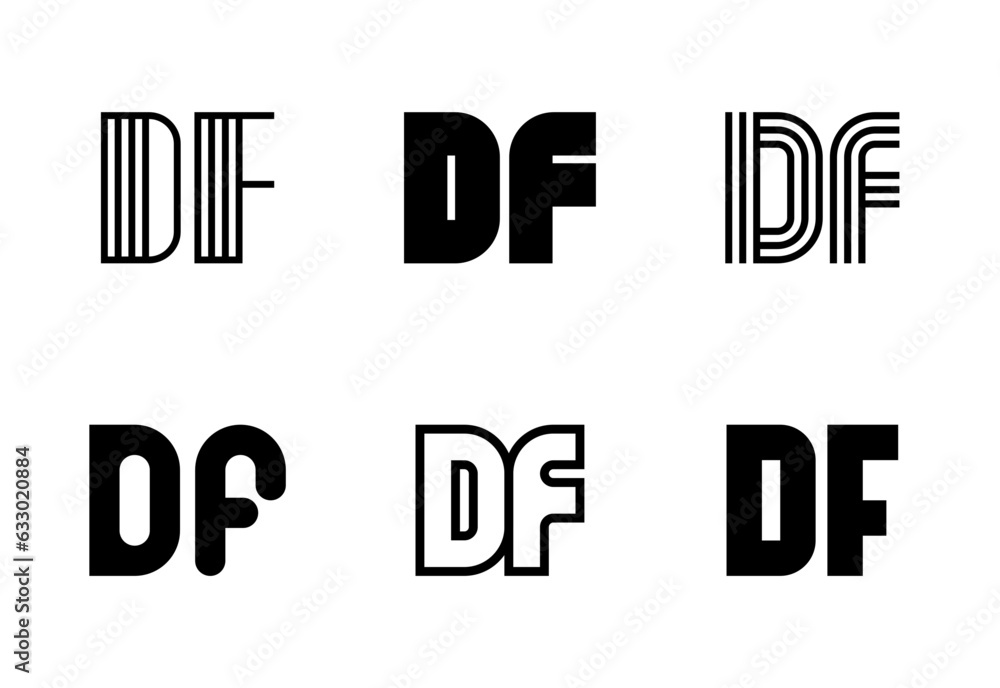 Set of letter DF logos. Abstract logos collection with letters ...