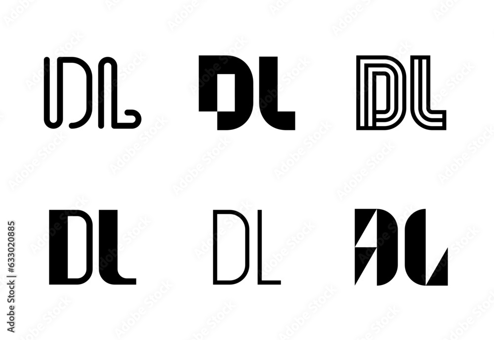 Set of letter DL logos. Abstract logos collection with letters ...