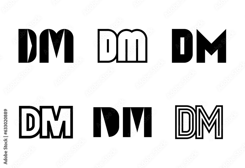 Set of letter DM logos. Abstract logos collection with letters ...
