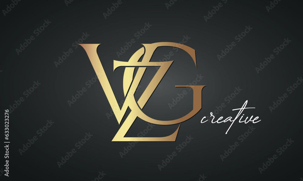 letters VZG golden logo icon premium monogram, creative royal logo ...