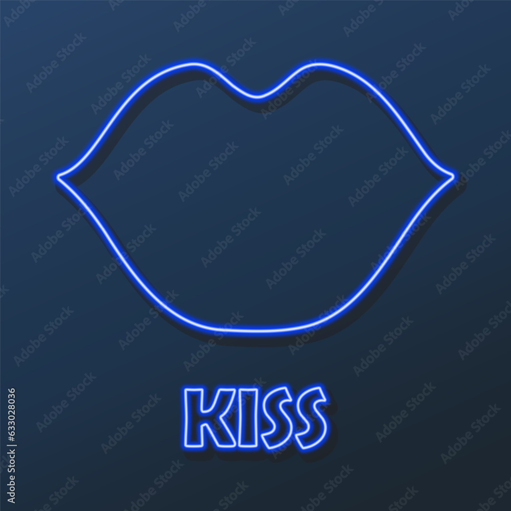 lips kiss neon sign, modern glowing banner design, colorful modern ...