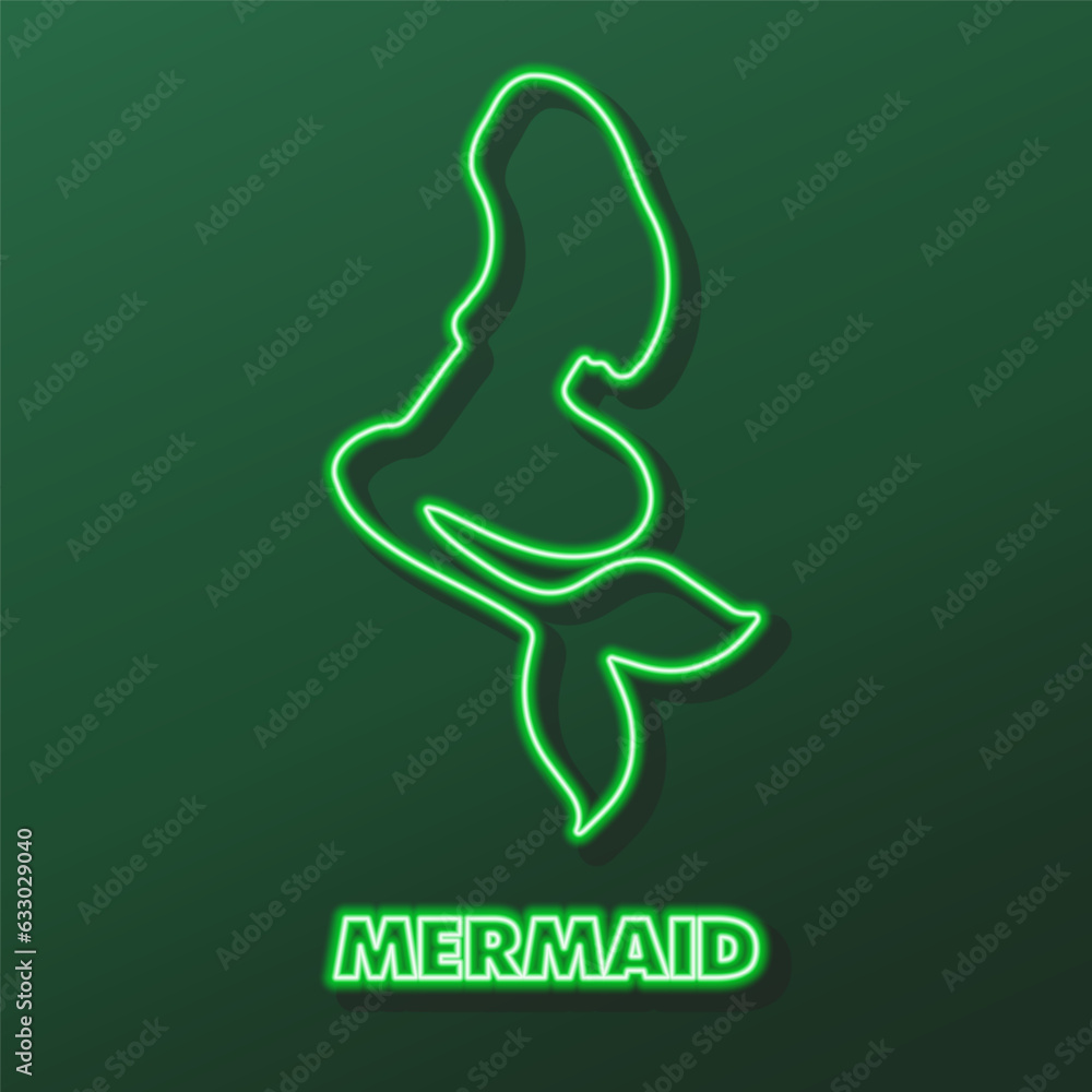 mermaid neon sign, modern glowing banner design, colorful modern design ...