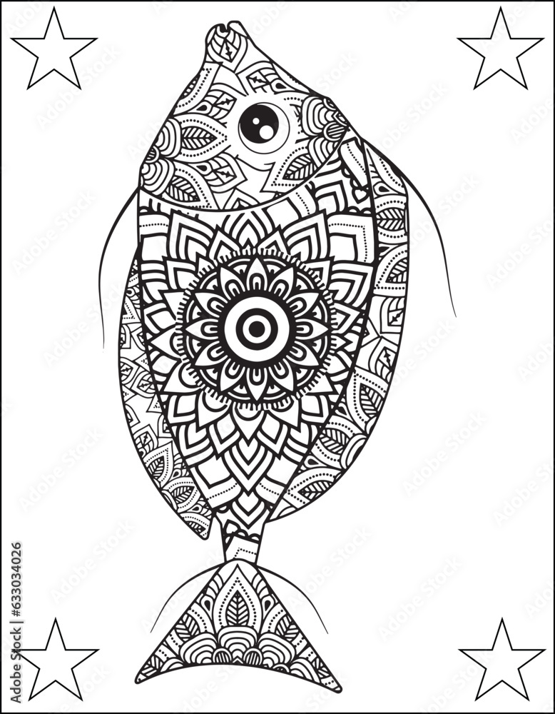 Ocean Animals Mandala Coloring Pages. Adult antistress coloring page ...