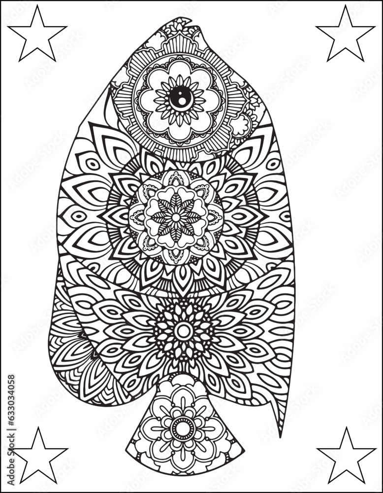 Ocean Animals Mandala Coloring Pages. Adult antistress coloring page ...