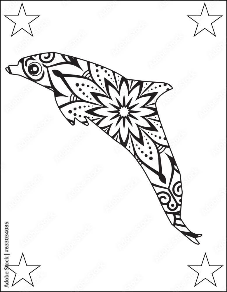 Ocean Animals Mandala Coloring Pages. Adult antistress coloring page ...