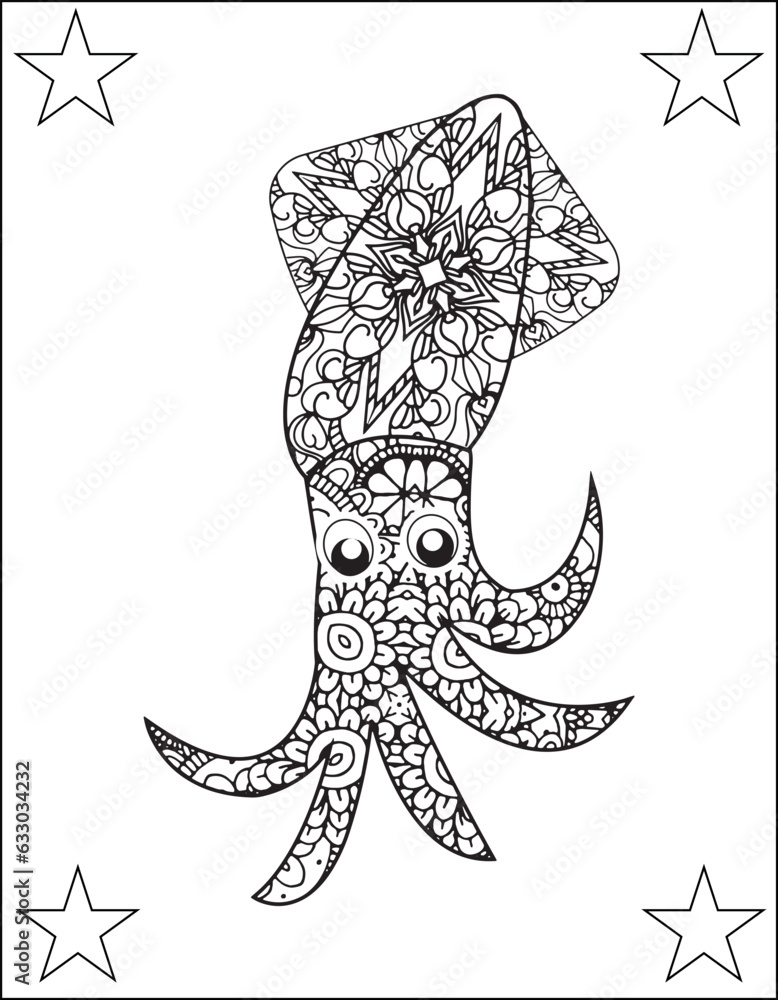 Ocean Animals Mandala Coloring Pages. Adult antistress coloring page ...