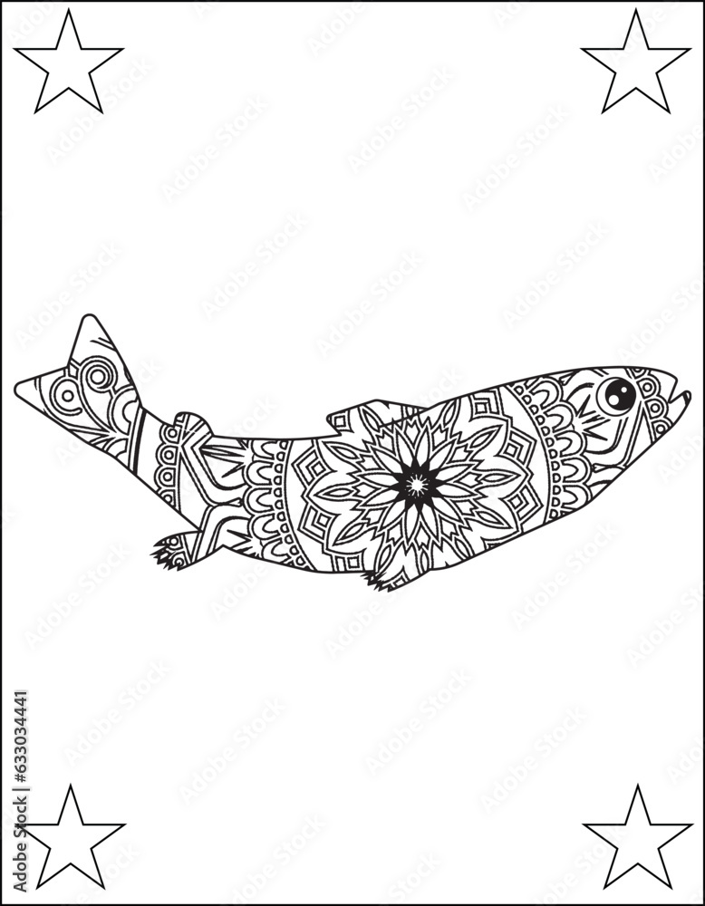 Ocean Animals Mandala Coloring Pages. Adult antistress coloring page ...