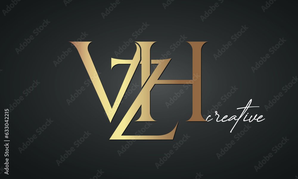 letters VZH golden logo icon premium monogram, creative royal logo ...