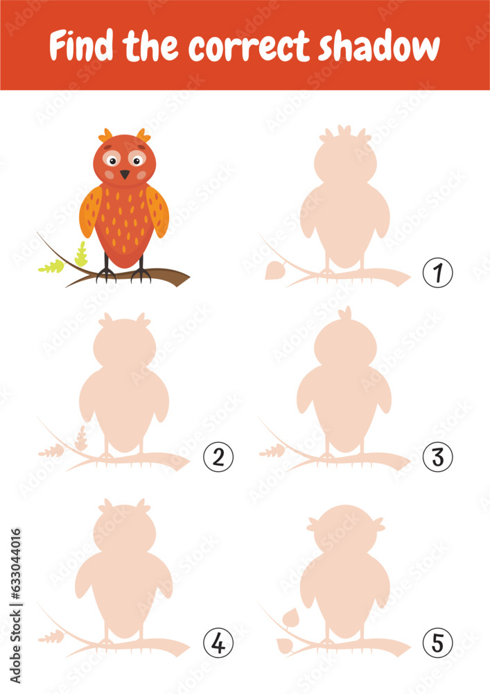 Find the correct shadow. Identify shadows for each object. Preschool ...