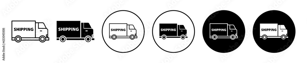 Vetor de Shipping truck icon set. box distribution deliver truck ...