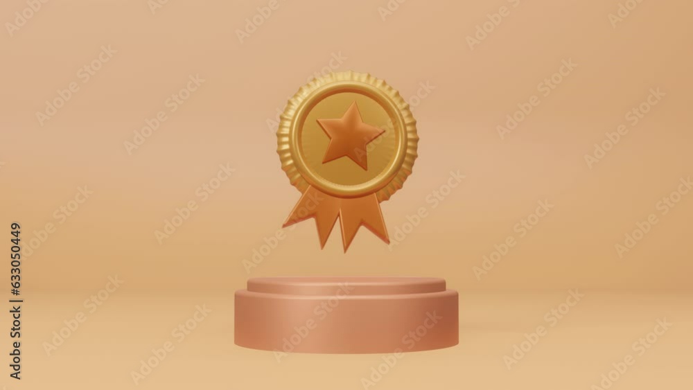 Podium prize gold medal for the top winner, symbol of winning ...