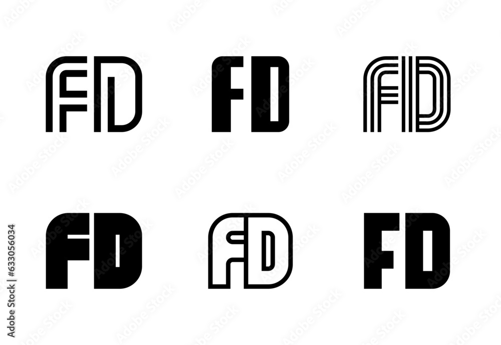 Set of letter FD logos. Abstract logos collection with letters ...