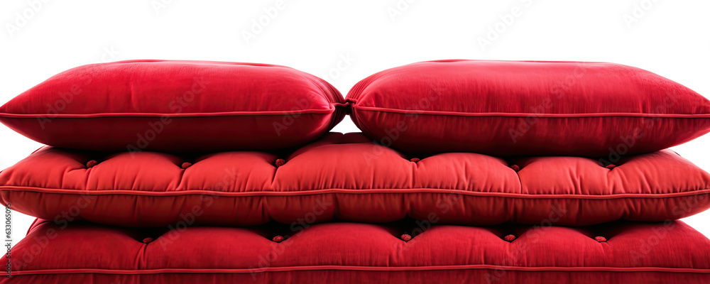 Red cushions isolated on transparent background - Generative AI Stock ...