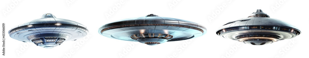Set of UFO isolated on transparent background - Generative AI Stock ...
