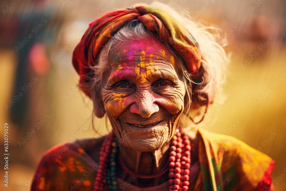 Portrait Indian. Holi festival of color, Splashing dry organic color or ...