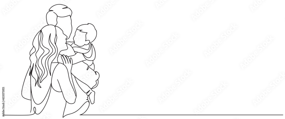 Poster Happy family line art vector illustration – Wall Art | UkPosters