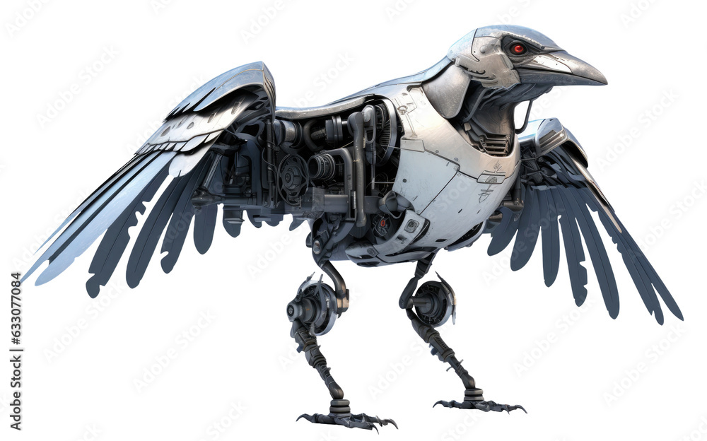 Robotic raven png, mechanical cyber raven isolated on transparent ...