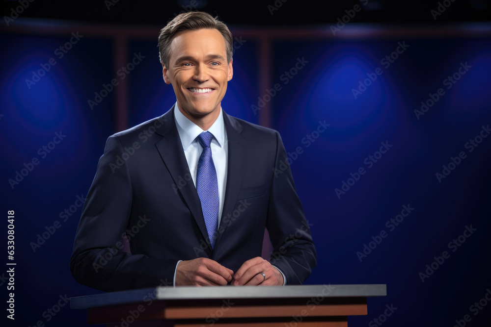 Photography of a pleased, man in his 40s that is wearing a debate team ...