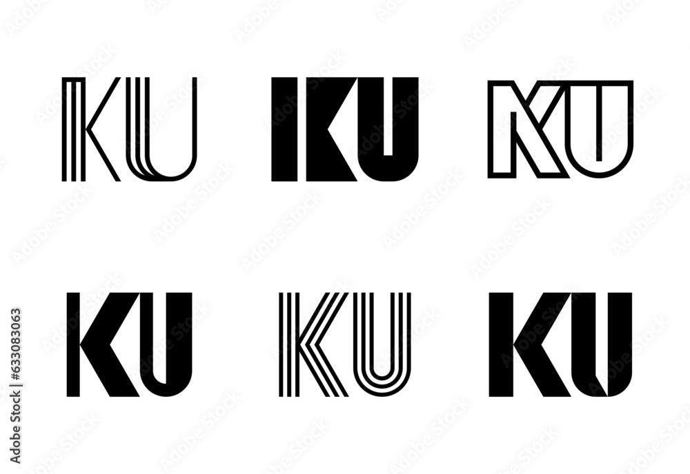 Set of letter KU logos. Abstract logos collection with letters ...