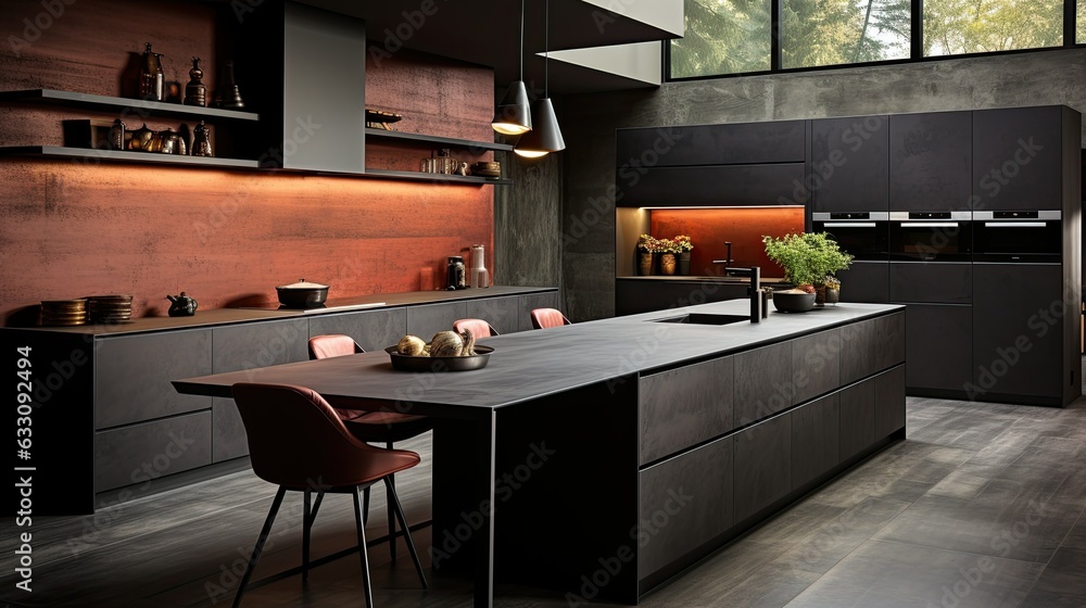 Highlight the allure of monochromatic modern design. Picture a sleek ...