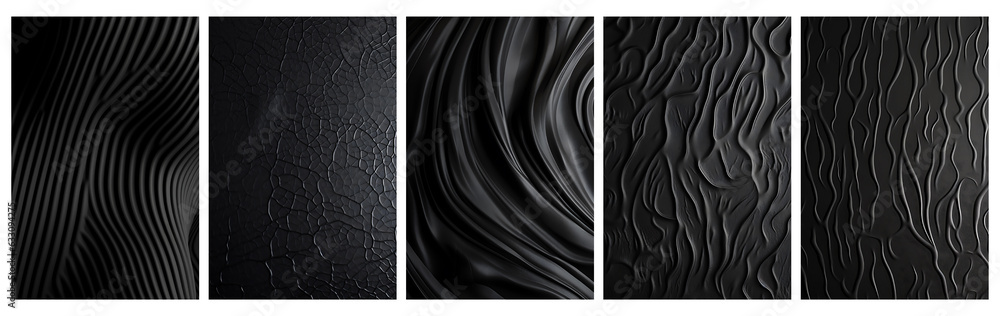 Different types of plastic wrap textures collection black background ...
