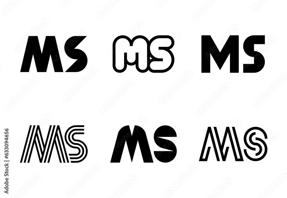 Set of letter MS logos. Abstract logos collection with letters ...