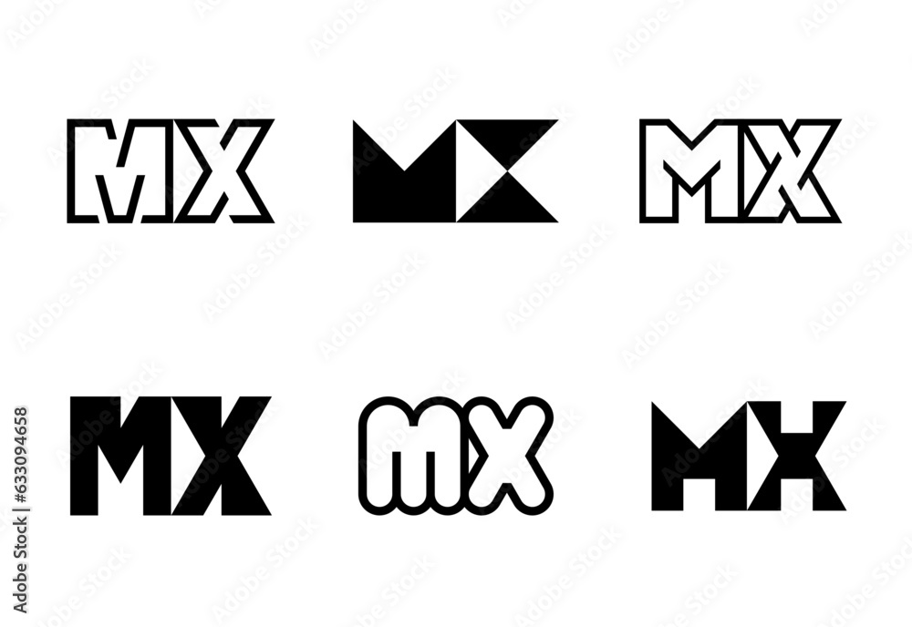 Set of letter MX logos. Abstract logos collection with letters ...
