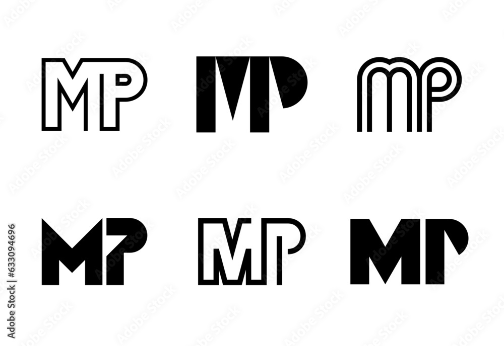 Set of letter MP logos. Abstract logos collection with letters ...