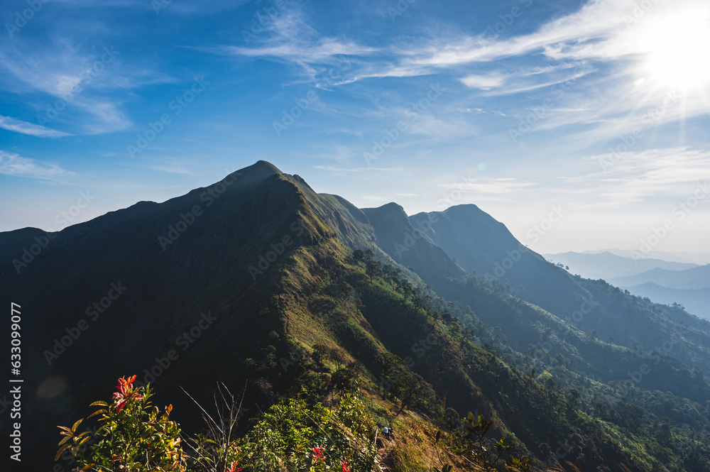 Beautiful landscape view and layers mountains on khao khao chang phueak ...