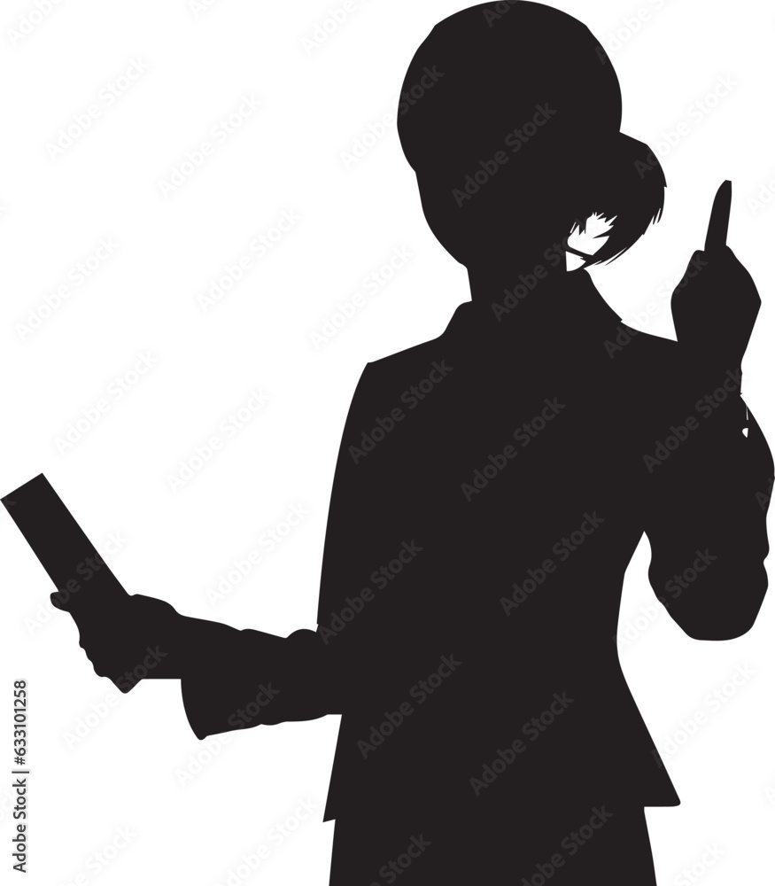 Female teacher vector silhouette illustration black color, woman ...