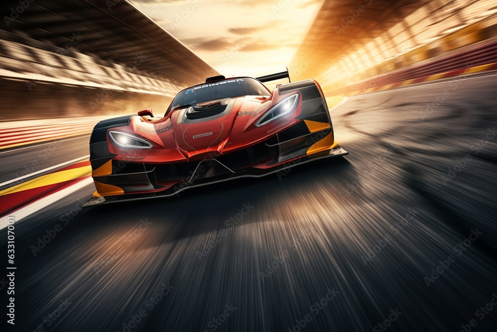Race car racing on speed track, Car race on asphalt road race track ...