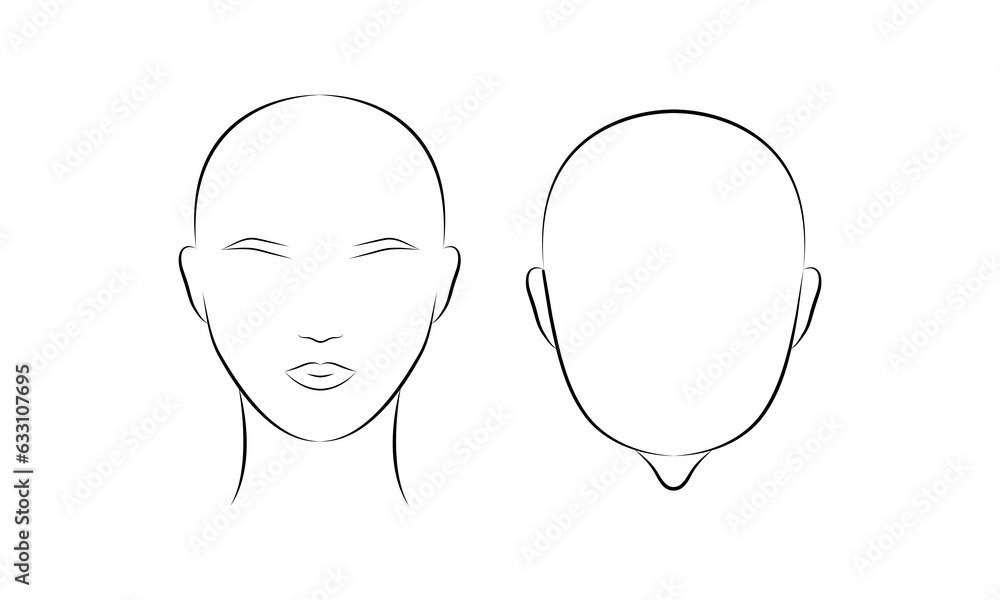 Humans head icon set, different angle view turns of a female head. Head ...