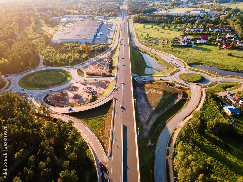 Road construction of Kekava Bypass highway ir Latvia. New section of ...