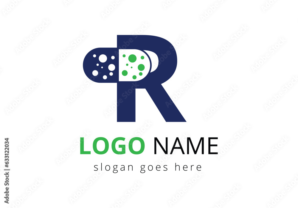 Letter R Medicine Tablet Logo Concept for Healthcare Logo Sign Vector ...
