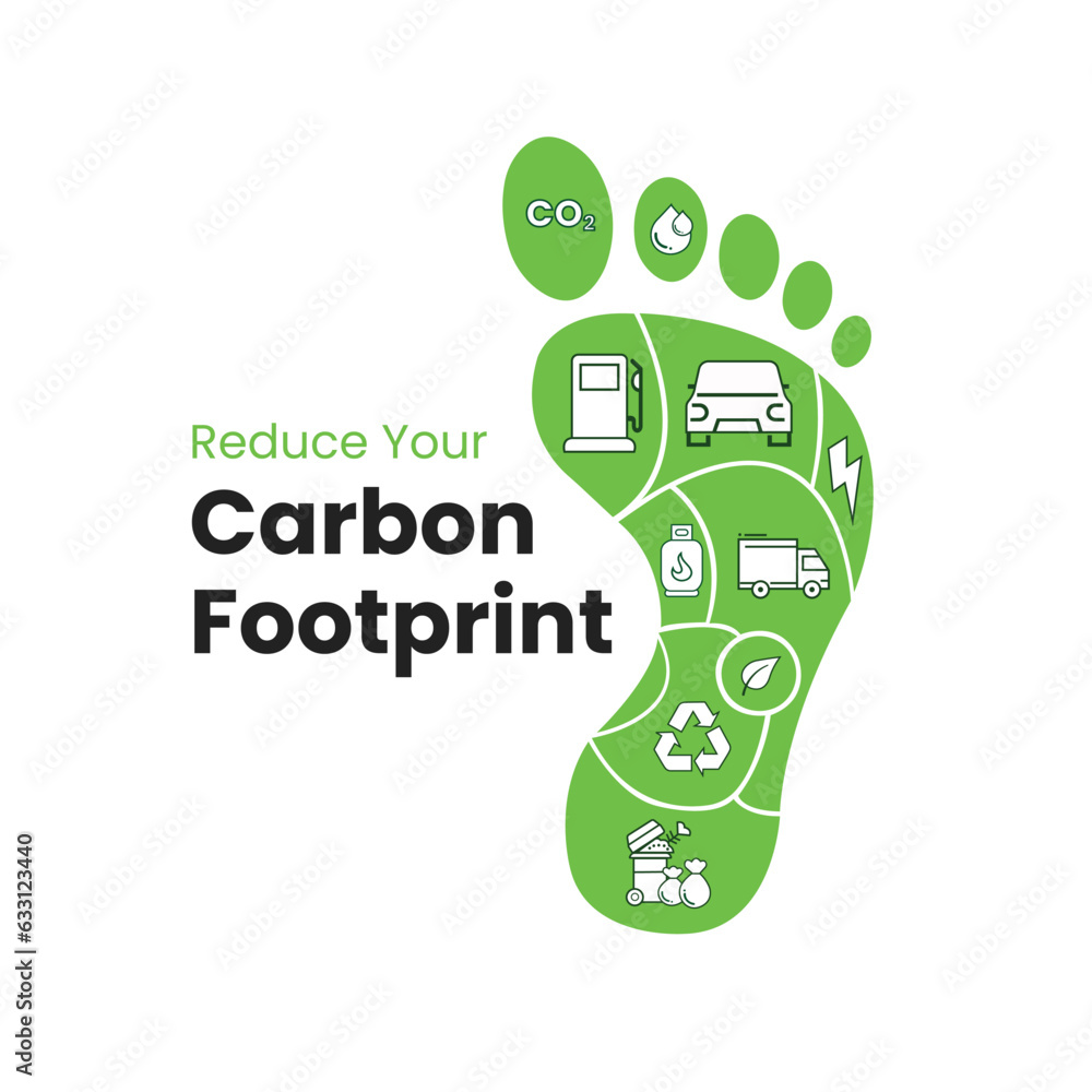 reduce carbon footprint vector illustration, recycling concept, Social media post, Content ...