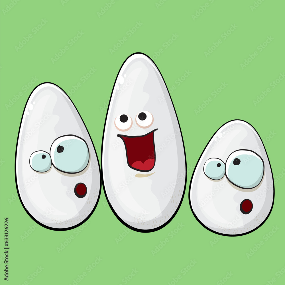 Rice character. Cartoon rice grain characters isolated on green ...