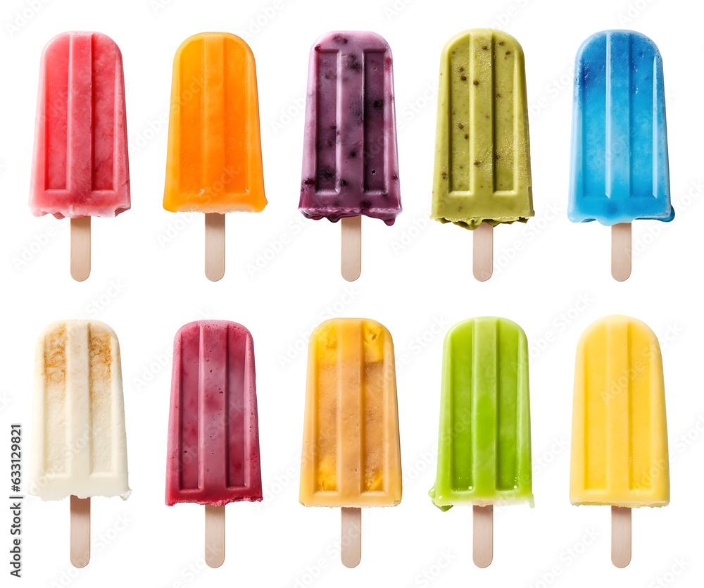 Ice popsicle lolly on transparent background cutout. PNG file. Many ...