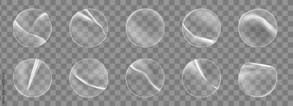 Round transparent plastic stickers and adhesive overlay patches ...