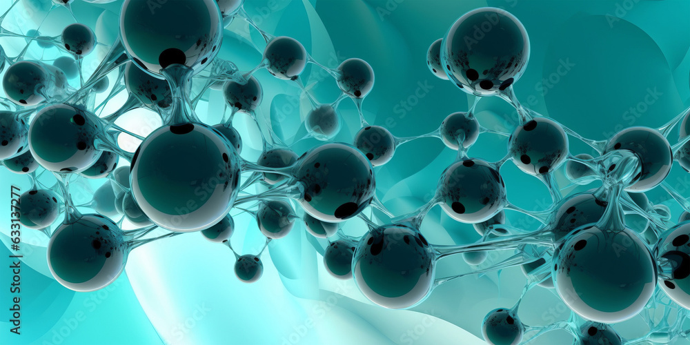 Colorful balls arranged in a scientific pattern, representing molecules ...