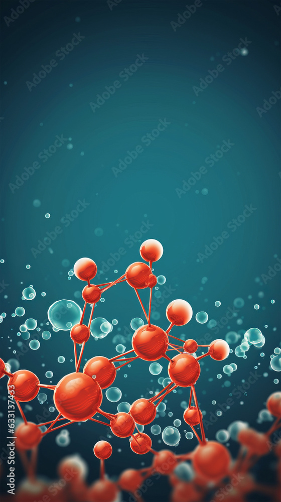 Red balls floating on water, representing the concept of molecules and ...