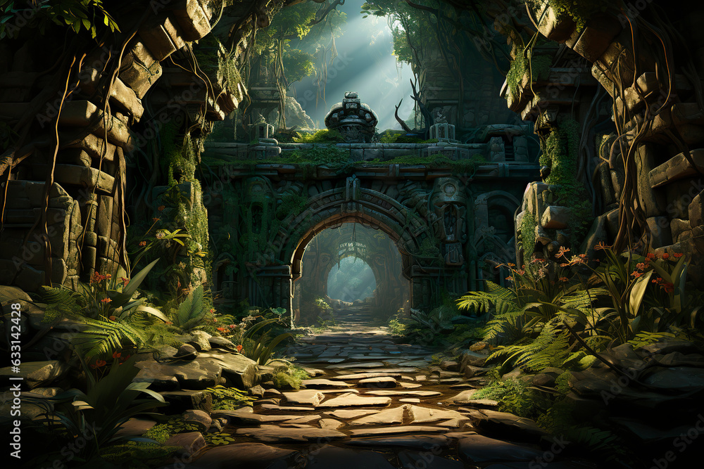 Background environment of 3D abstract secret escape route for adventure ...