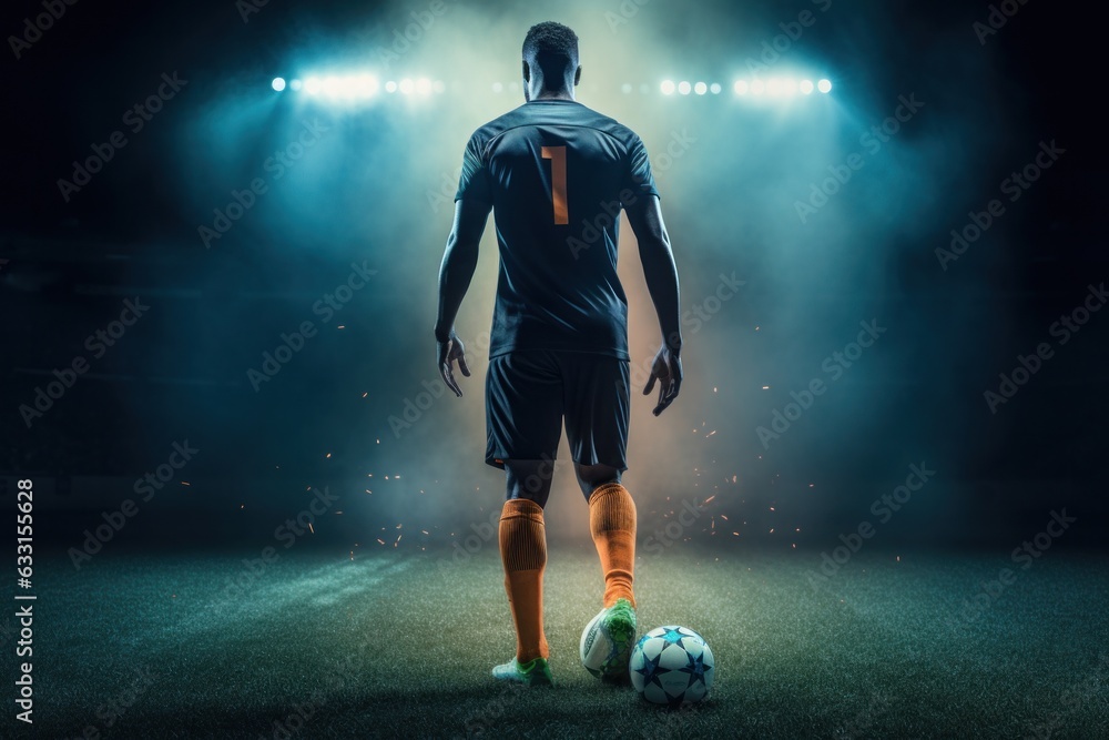 Back o Soccer player with soccer ball Stock Photo | Adobe Stock