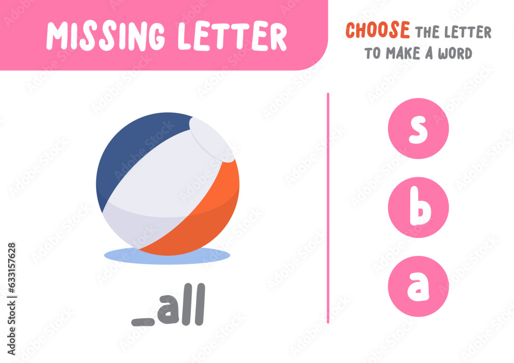 Missing letter (ball), the alphabet letter vocabulary game for kid ...
