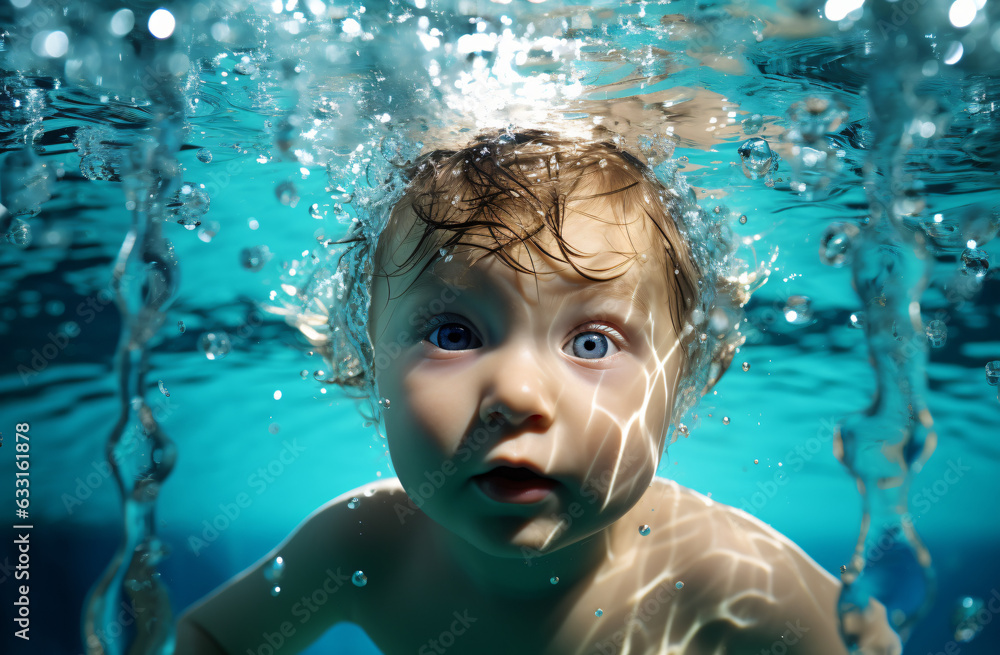 portrait of baby underwater, teaching babies how to swim, Babies ...