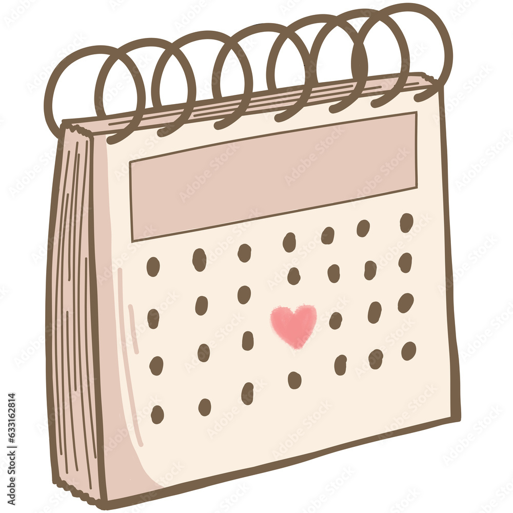 Icono de calendario con fecha especial se√±alada con un corazon Stock ...